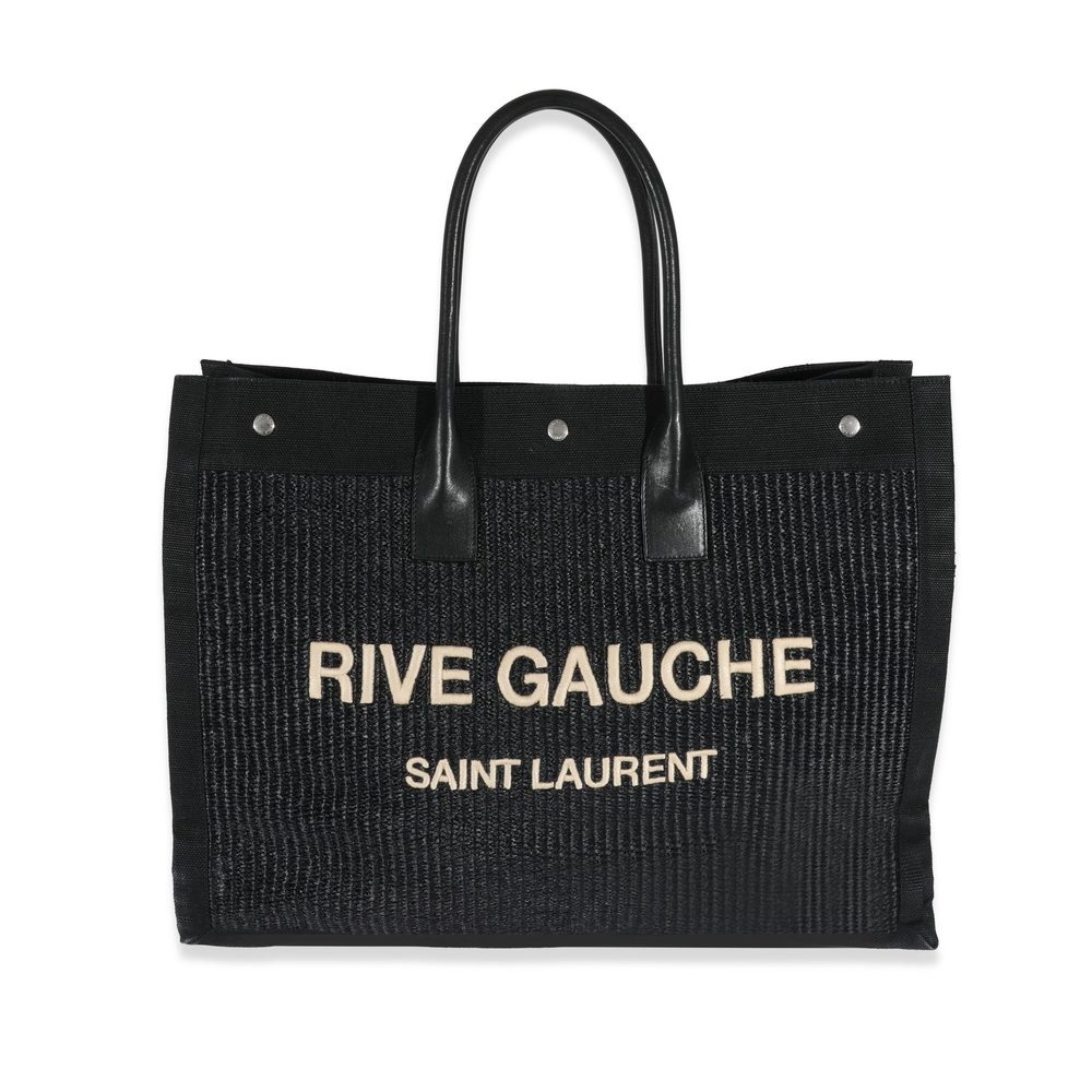 Saint Laurent Black Raffia Large Rive Gauche Tote - Gem